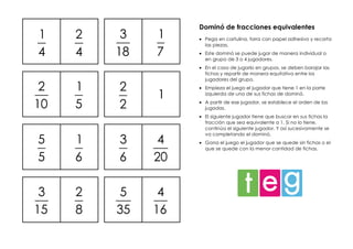 Domino equivalencia fracciones teg | PDF