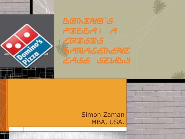 Dominos Pizza Crisis Evaluation | PPTX