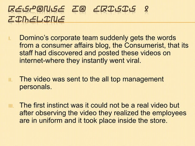 Dominos Pizza Crisis Evaluation | PPTX