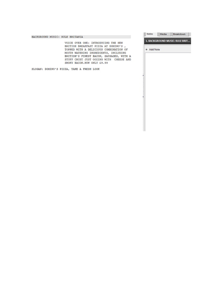 Dominos commercial first draft script | DOCX