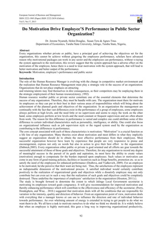 Do motivation drive employee’s performance in public sector ...