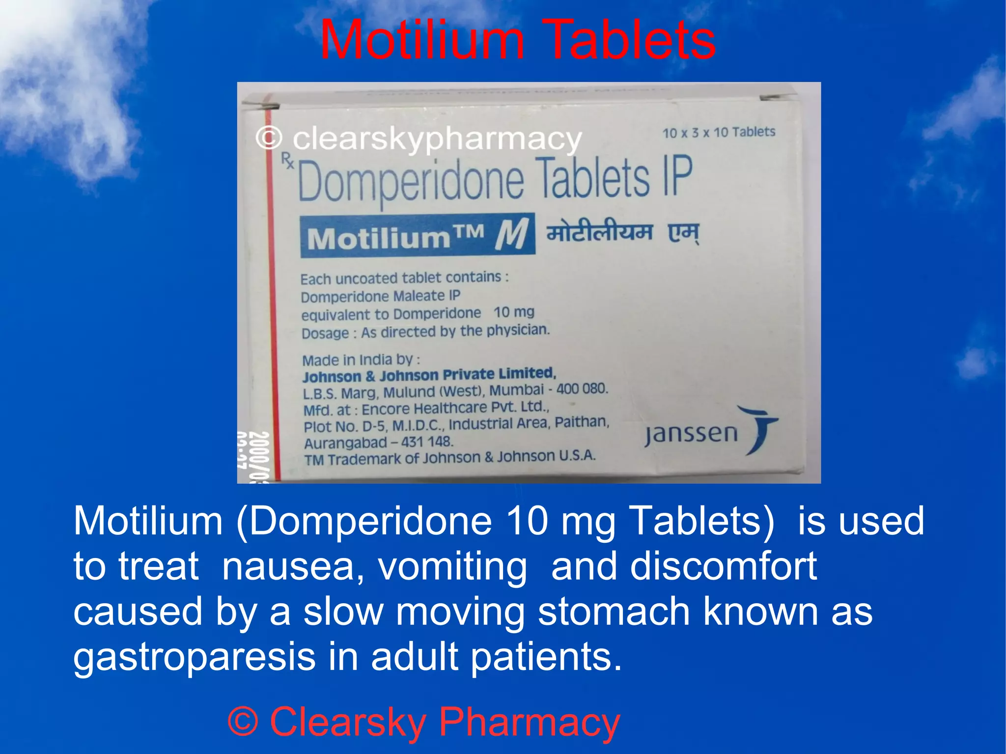 Motilium (Domperidone 10 mg Tablets) | ODP