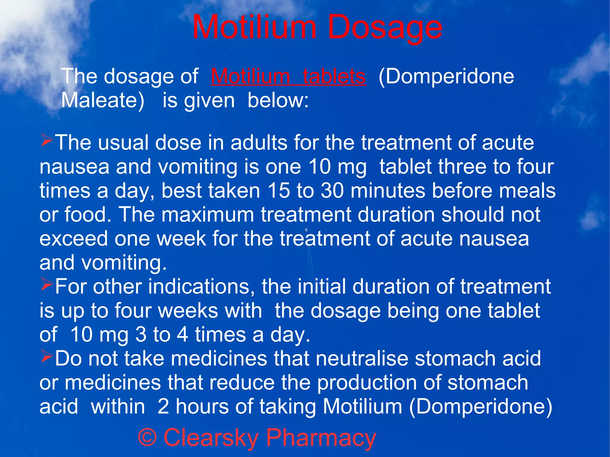Motilium (Domperidone 10 mg Tablets) | ODP