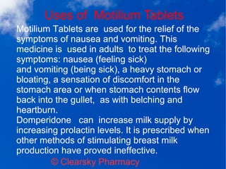 Motilium (Domperidone 10 mg Tablets) | ODP