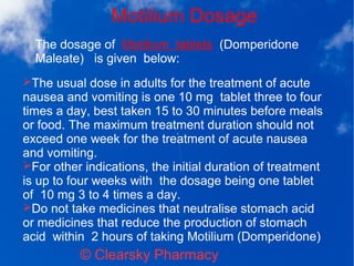 Motilium (Domperidone 10 mg Tablets) | ODP