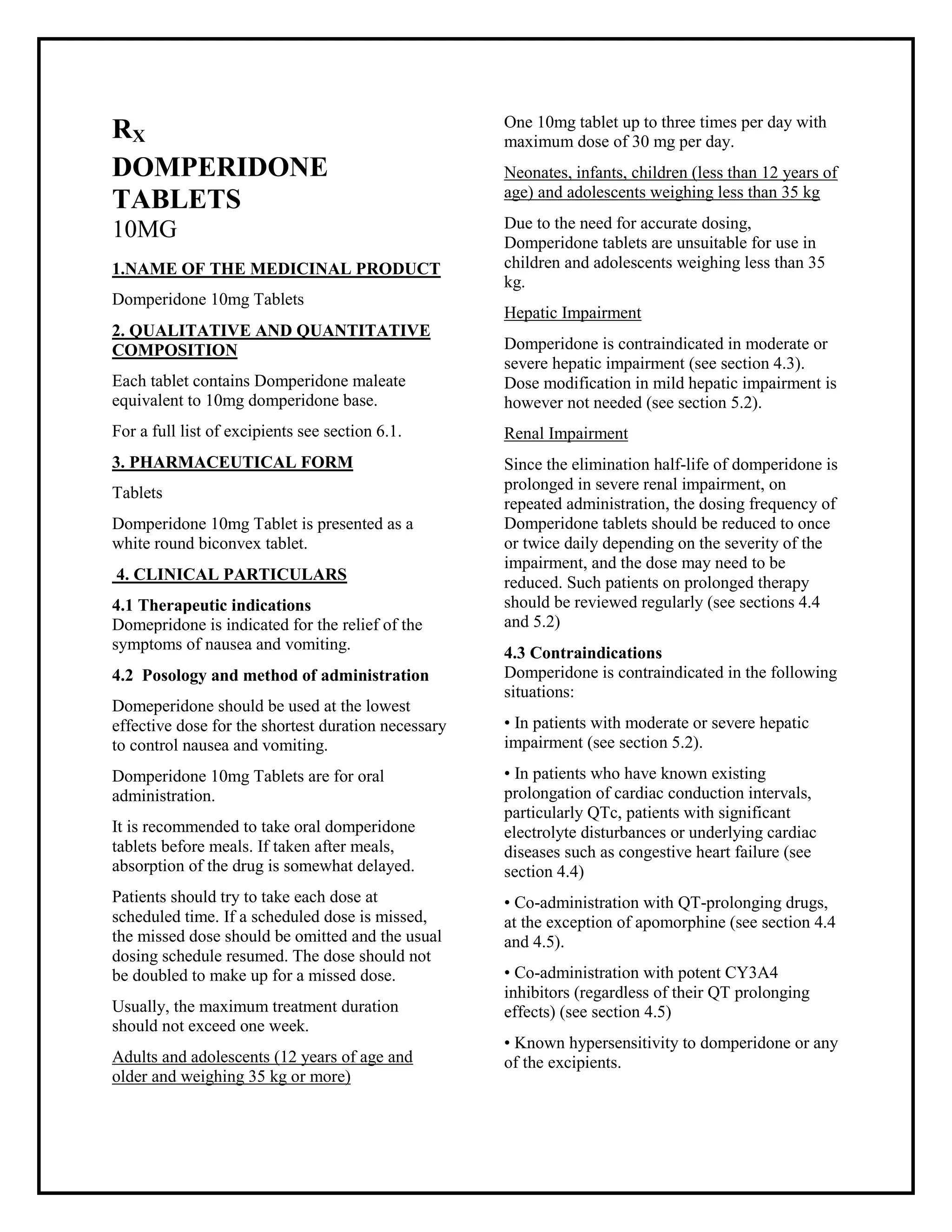 Domperidone 10mg tablets smpc taj pharmaceuticals | PDF