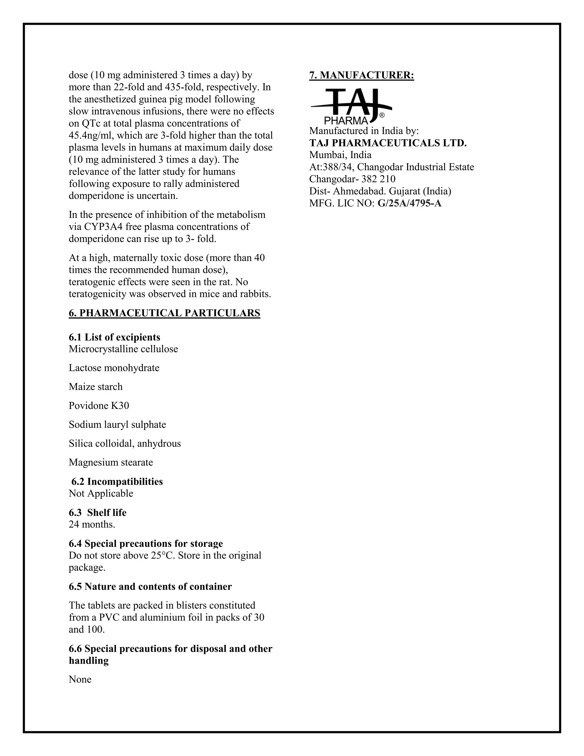 Domperidone 10mg tablets smpc taj pharmaceuticals | PDF