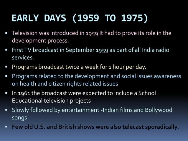 History of TV in India | PPTX | History | Genres