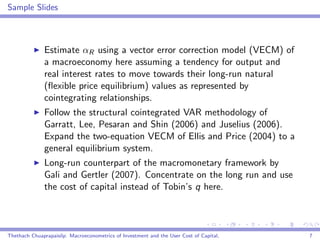 Macroeconometrics of Investment and the User Cost of Capital Presentation Sample | PPT