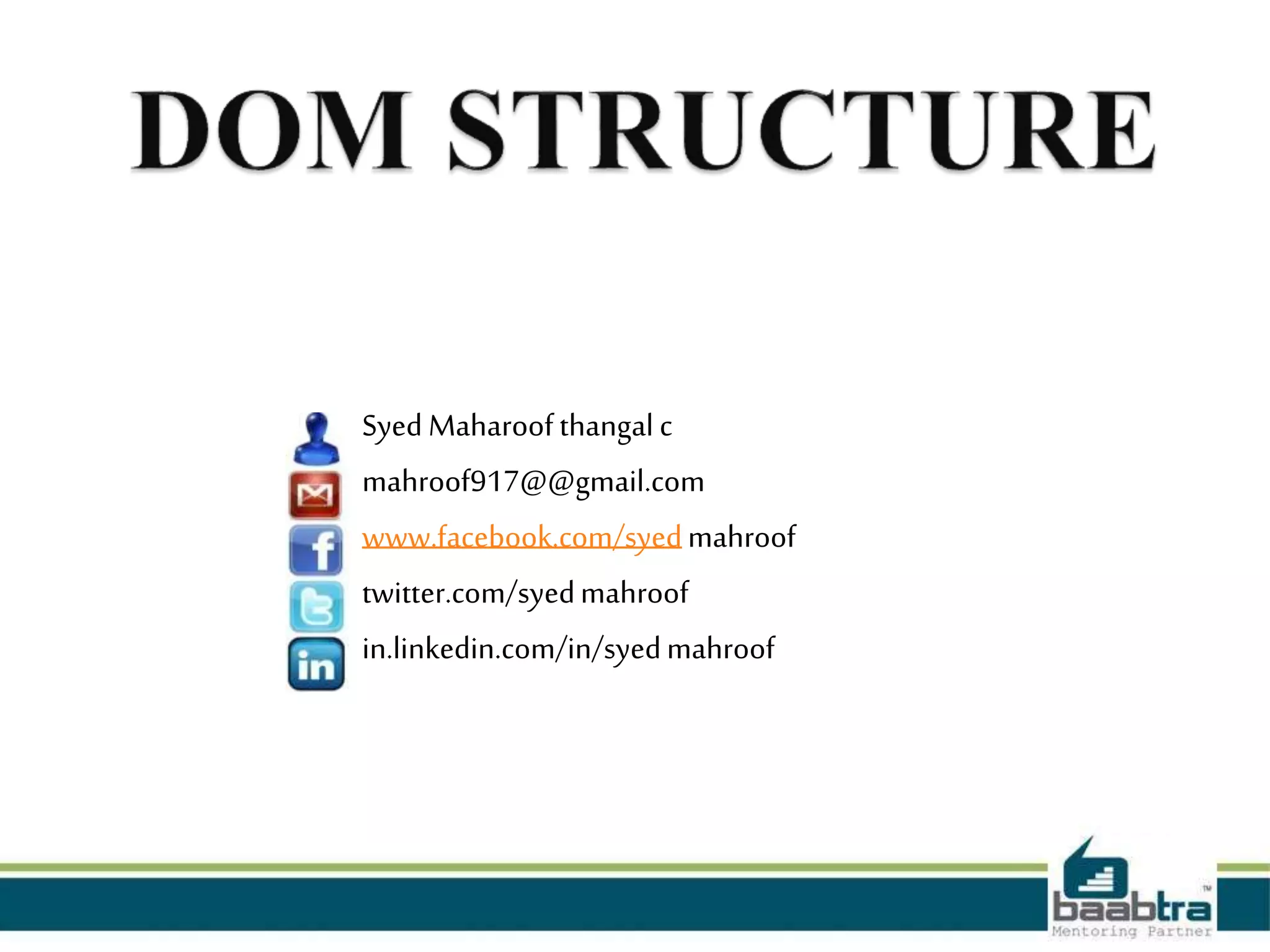 Dom structure | PPTX | Web Design and HTML | Internet