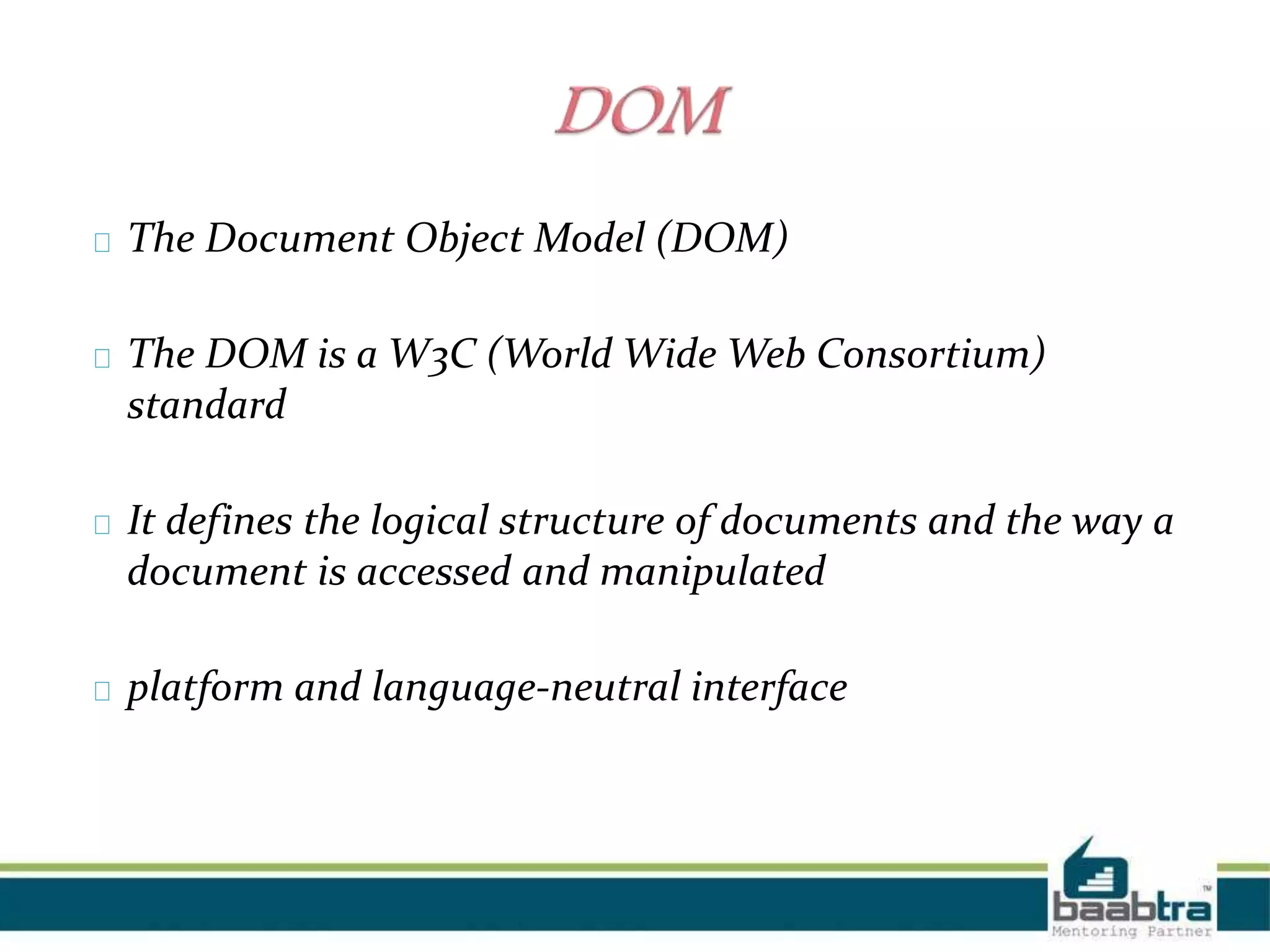 Dom structure | PPTX | Web Design and HTML | Internet