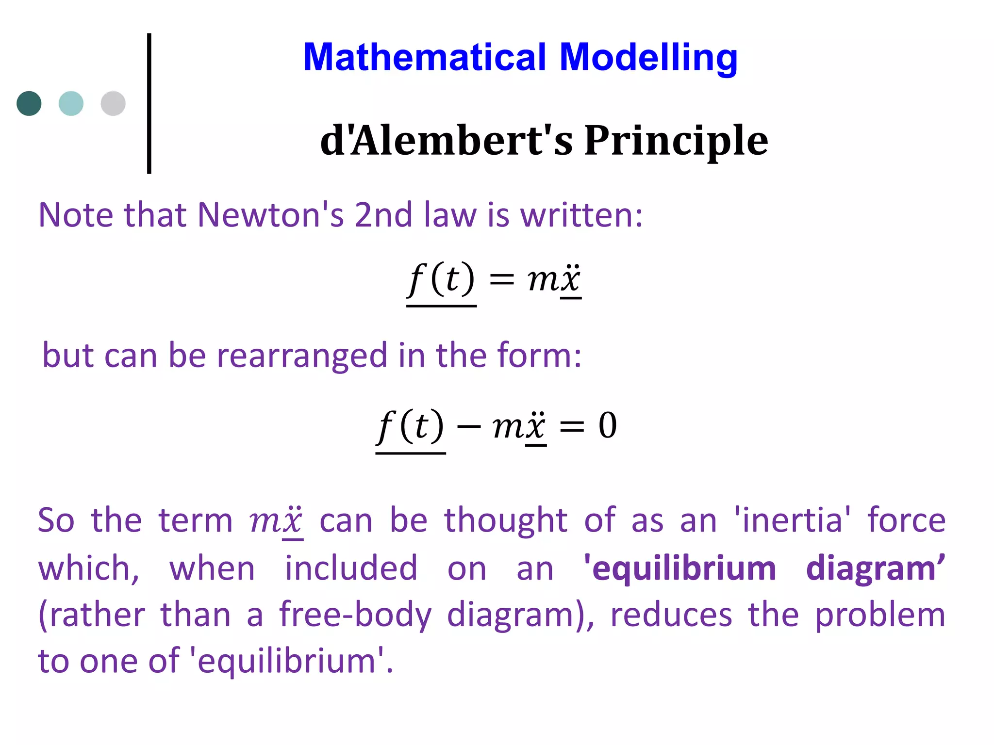DOMV No 5 MATH MODELLING Newtonian d'Alembert Virtual Work (1).pdf