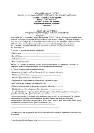 Mẫu xin cấp phép bay Flycam, đơn xin cấp phép Flycam | PDF