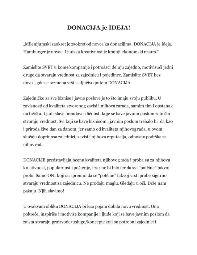 Donacija je ideja | PDF