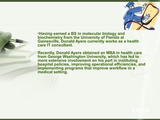 Donald ayers benefits of an mba in health care | PPT