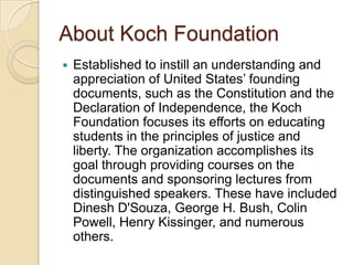 Donald L. Koch - Middle School Students Benefit from Koch Foundation | PPT
