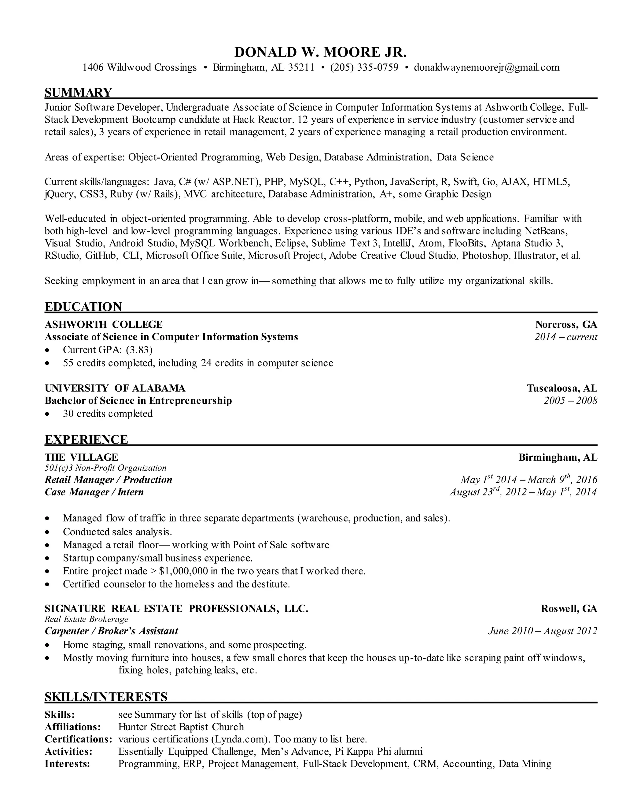 Donald Moore — Resume ver3.1 | DOCX