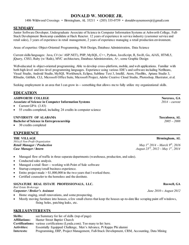 Donald Moore — Resume ver3.1 | PDF