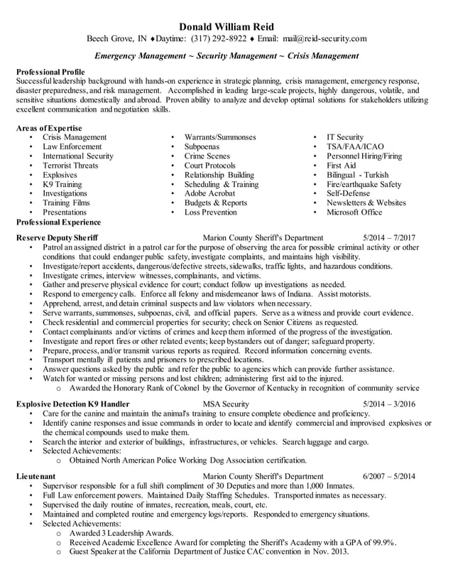 Donald william reid resume 7 17 | DOCX | Air Travel | Travel Type