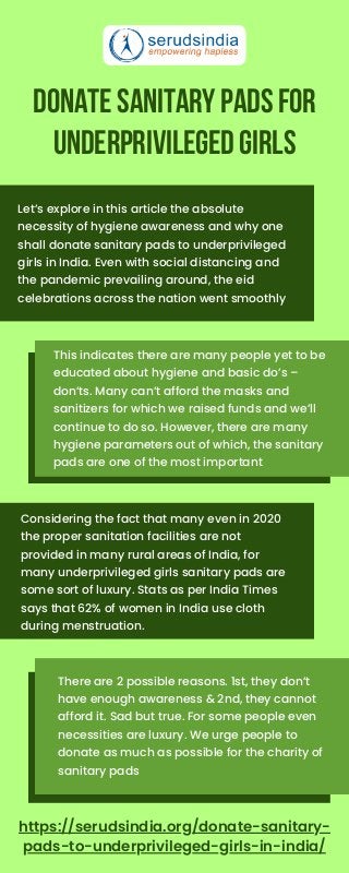 Donate Sanitary Pads for Underprivileged Girls | PDF