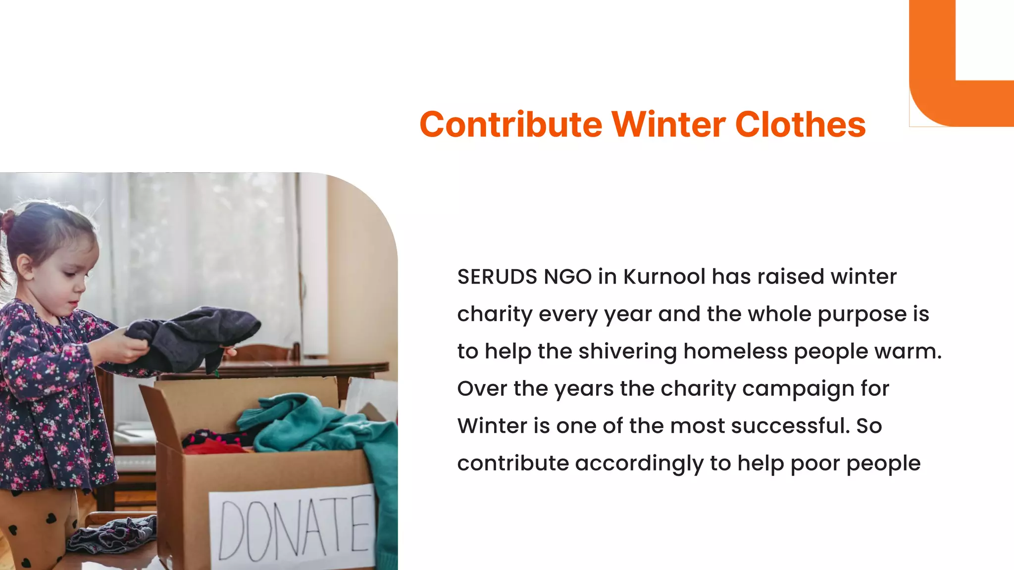 Donate winter clothes to poor people | PPTX