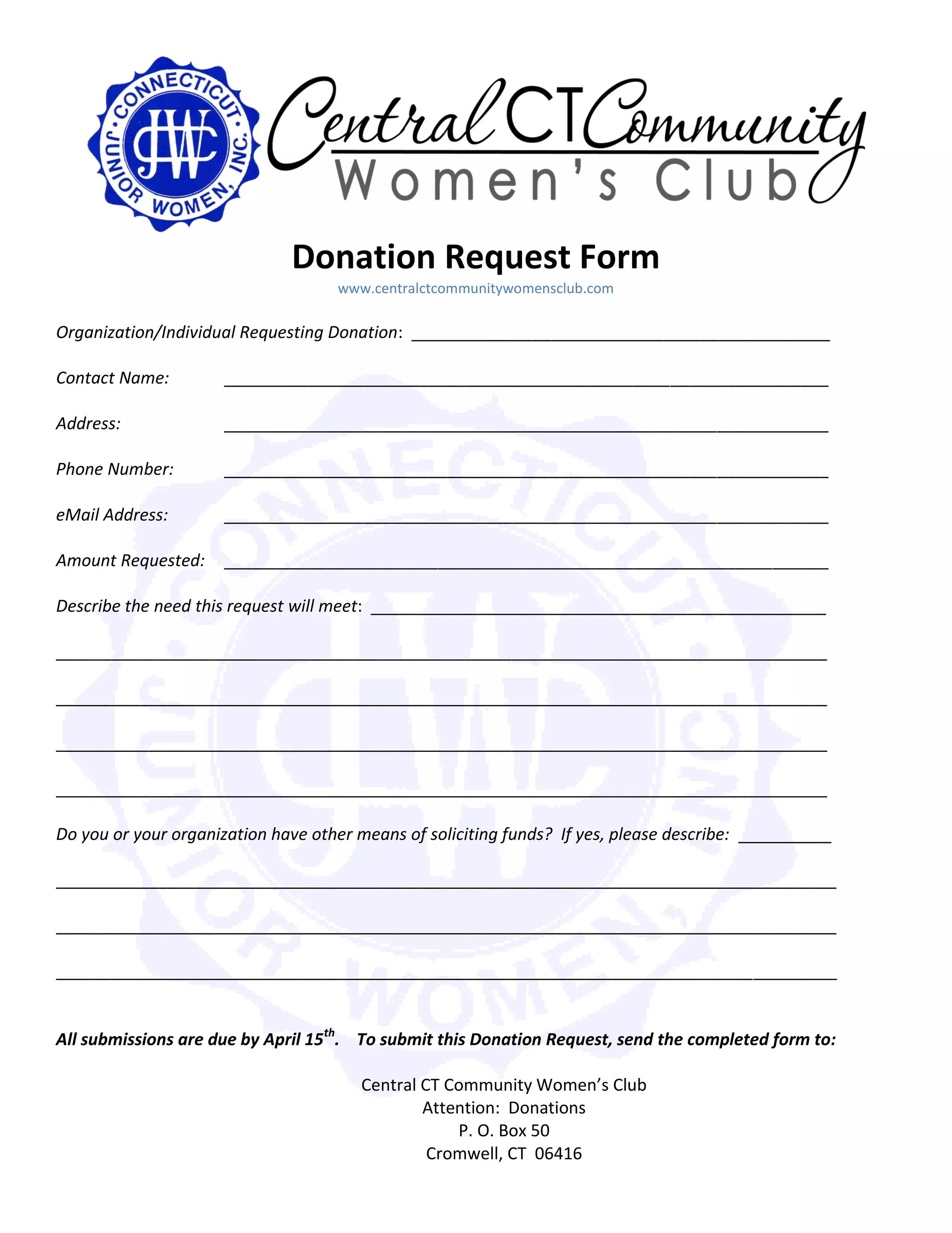 CCCWC Donation Request Form | PDF