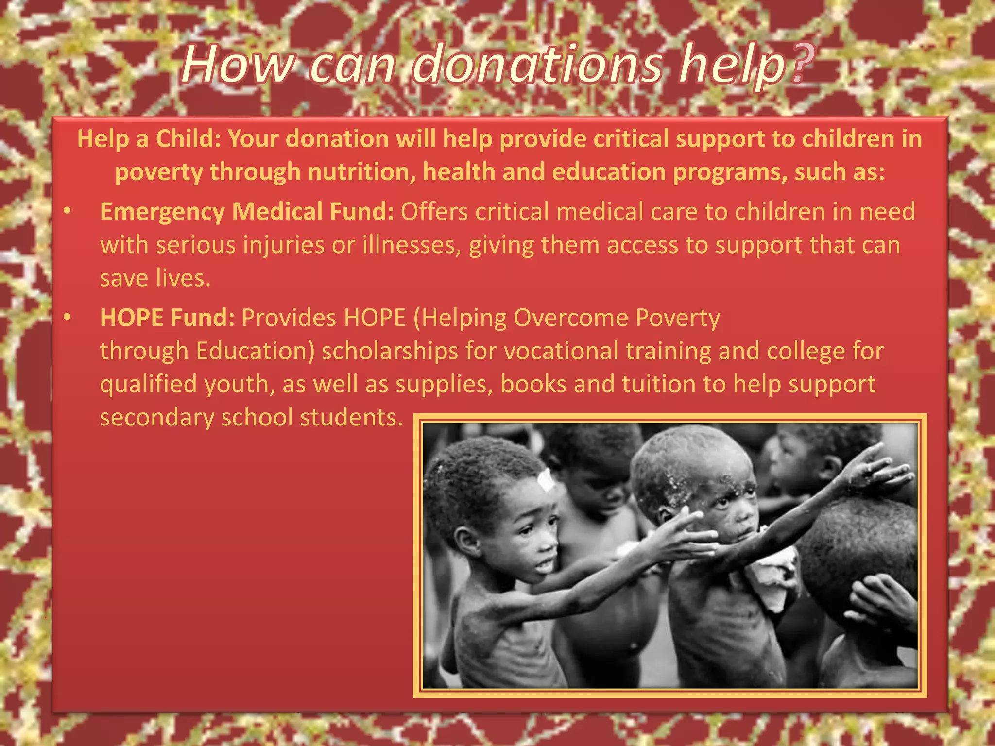 Donations and organizations- Eradicating Poverty | PPTX