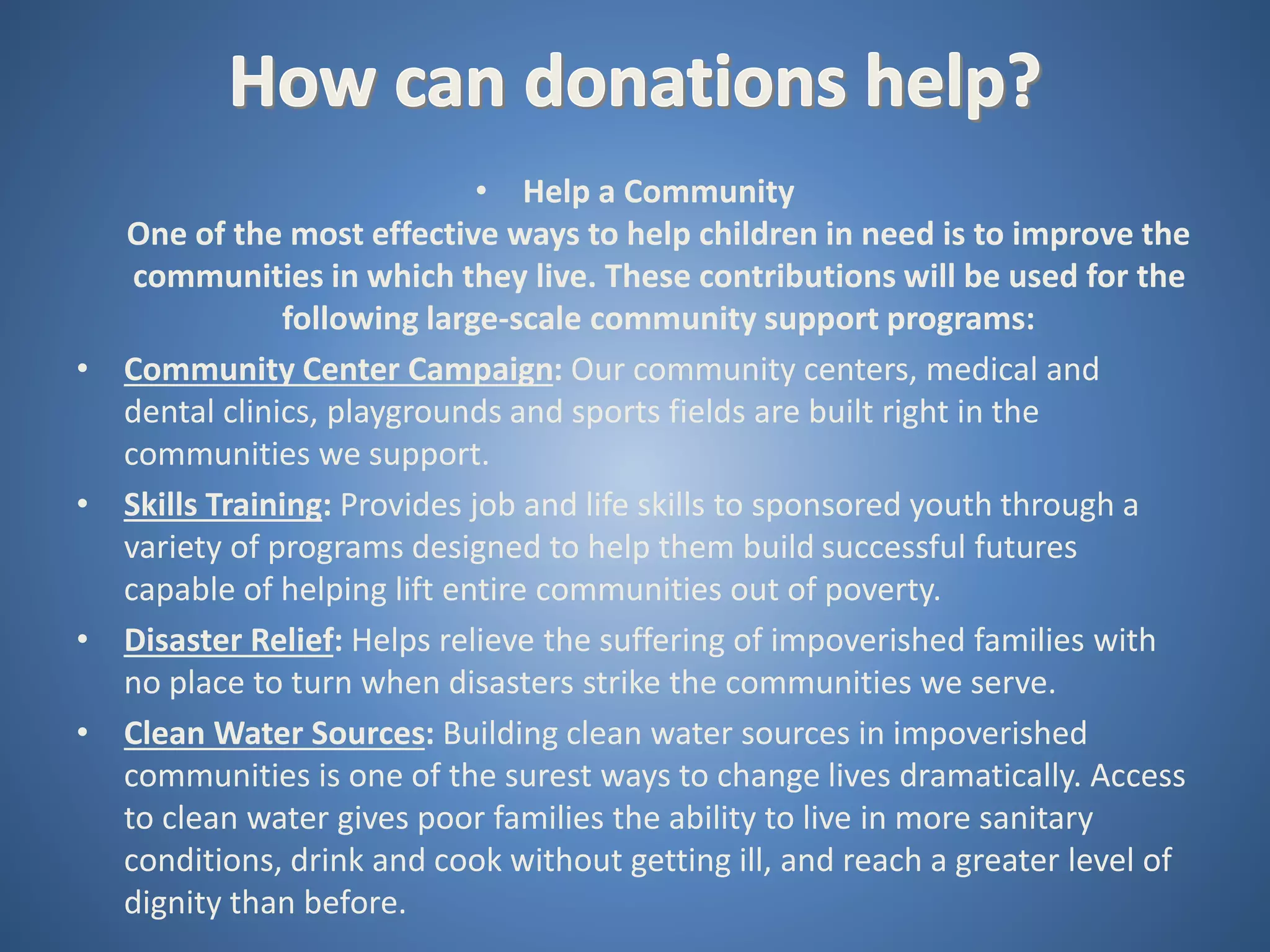 Donations and organizations- Eradicating Poverty | PPTX