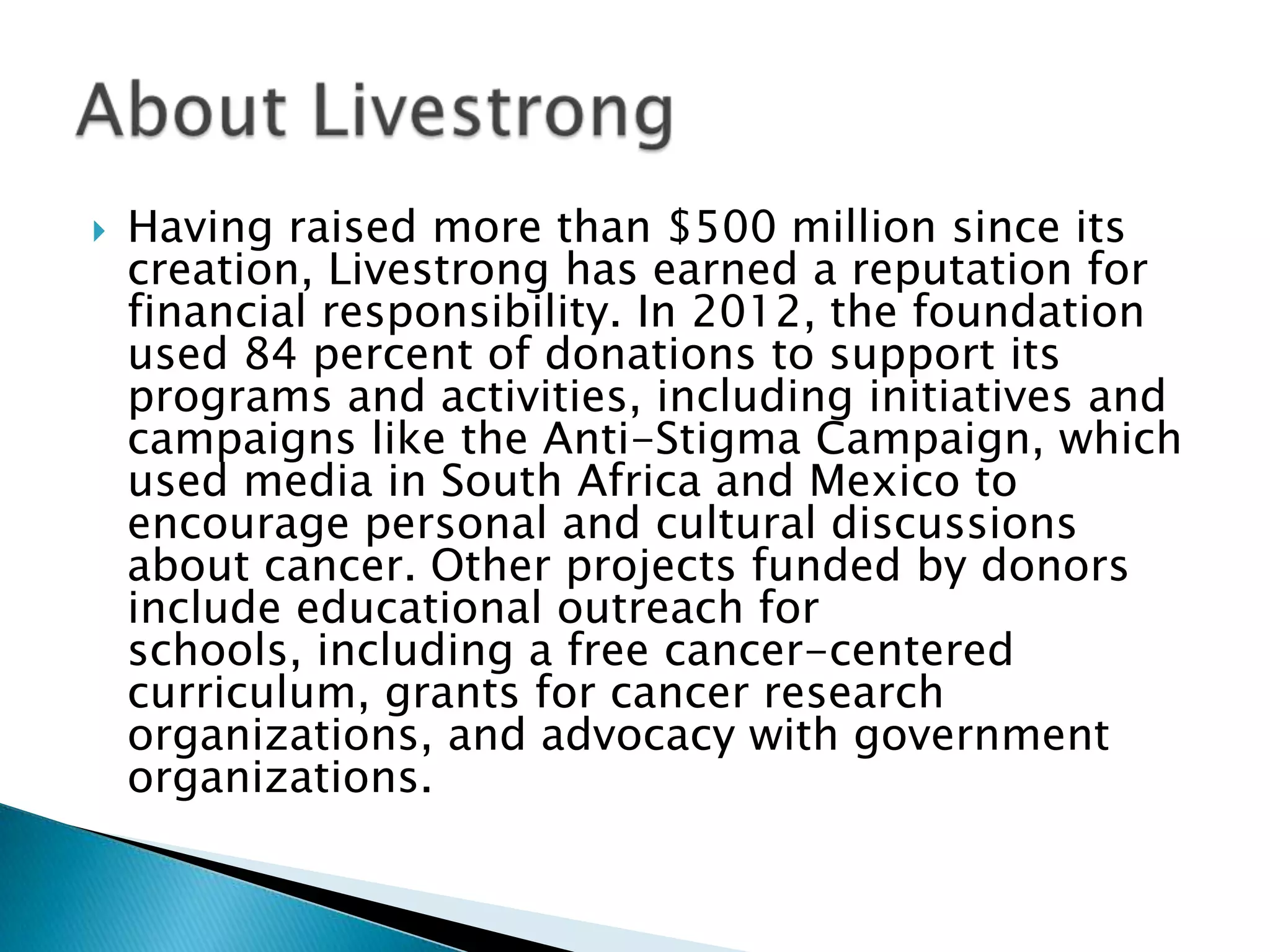 Donations for the Livestrong Foundation | PPTX
