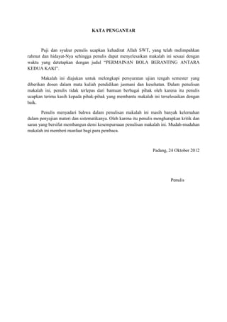 MAKALAH PENDIDIKAN JASMANI DAN KESEHATAN TENTANG PERMAINAN BOLA ...