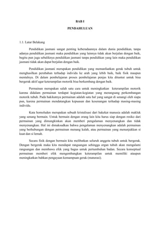 MAKALAH PENDIDIKAN JASMANI DAN KESEHATAN TENTANG PERMAINAN BOLA ...