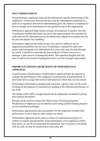 Project Report on Performance Appraisal System and Effectiveness in ...