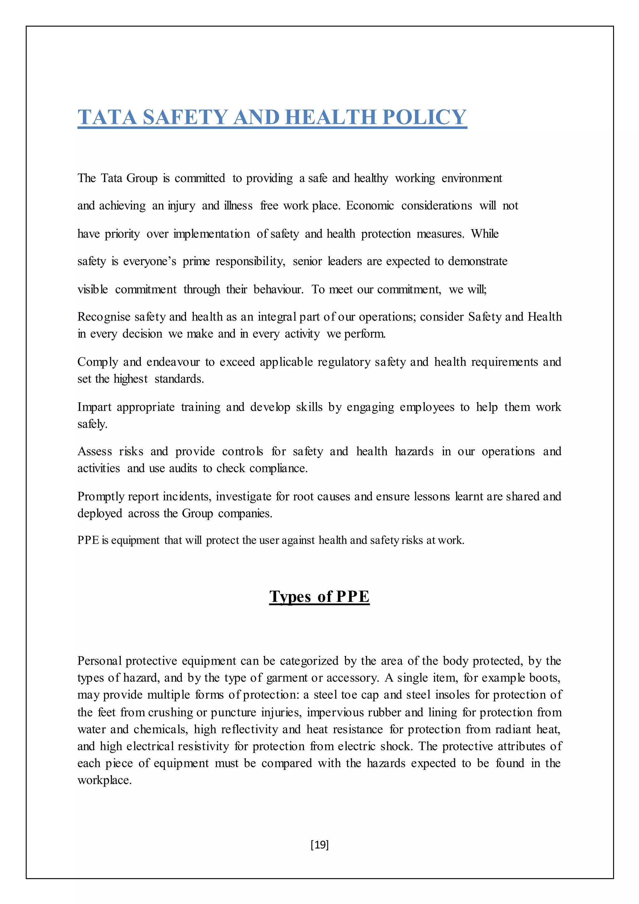 SAFETY POLICY JUSCO | DOCX | Civil Engineering Industry | Industries