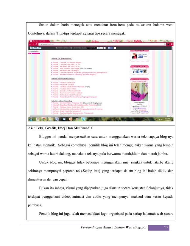 MTS3042( PERBANDINGAN ANTARA BLOGSPOT ) | PDF