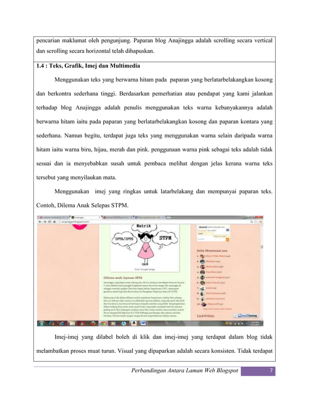 MTS3042( PERBANDINGAN ANTARA BLOGSPOT ) | PDF