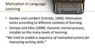 Ideas for motivating writing skills in English as a second language ...