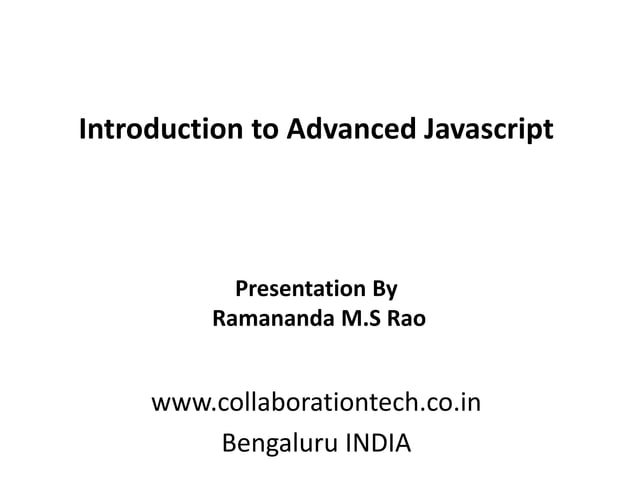 Introduction to Advanced Javascript | PPT