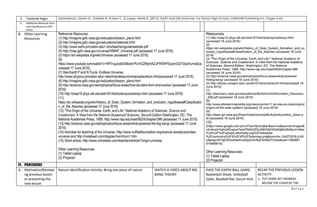 Don Earth & Life Science Daily Lesson Log (DLL) | PDF