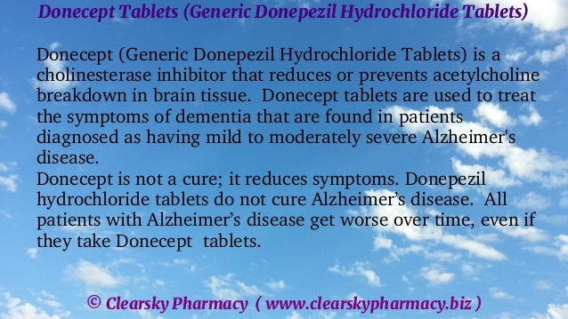 Donecept Tablets (Generic Donepezil Hydrochloride Tablets) | PDF