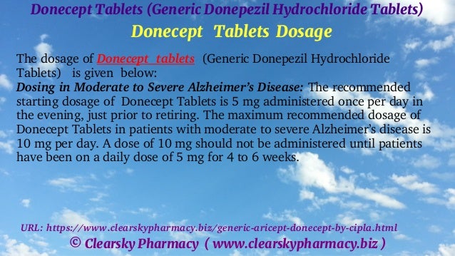 Donecept Tablets (Generic Donepezil Hydrochloride Tablets) | PDF