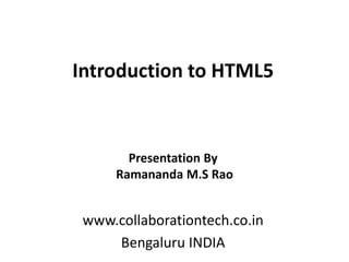 Introduction to HTML5 | PPT