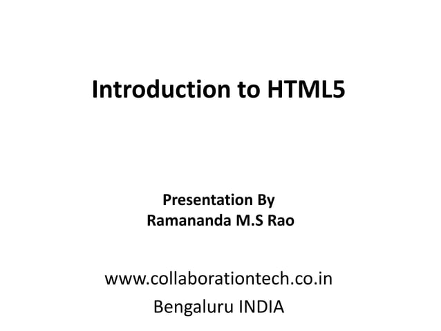 Introduction to HTML5 | PPT
