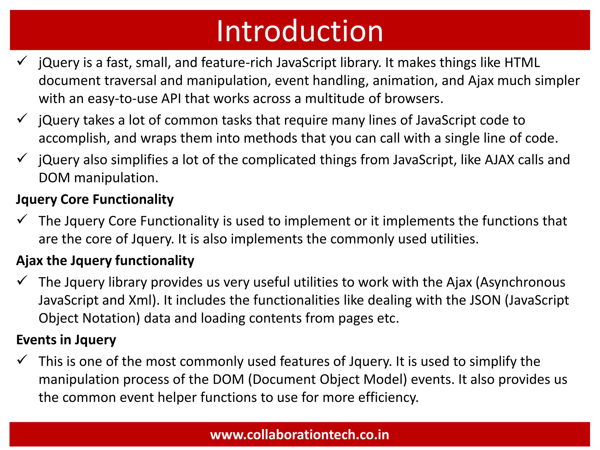 Introduction to jQuery | PPTX