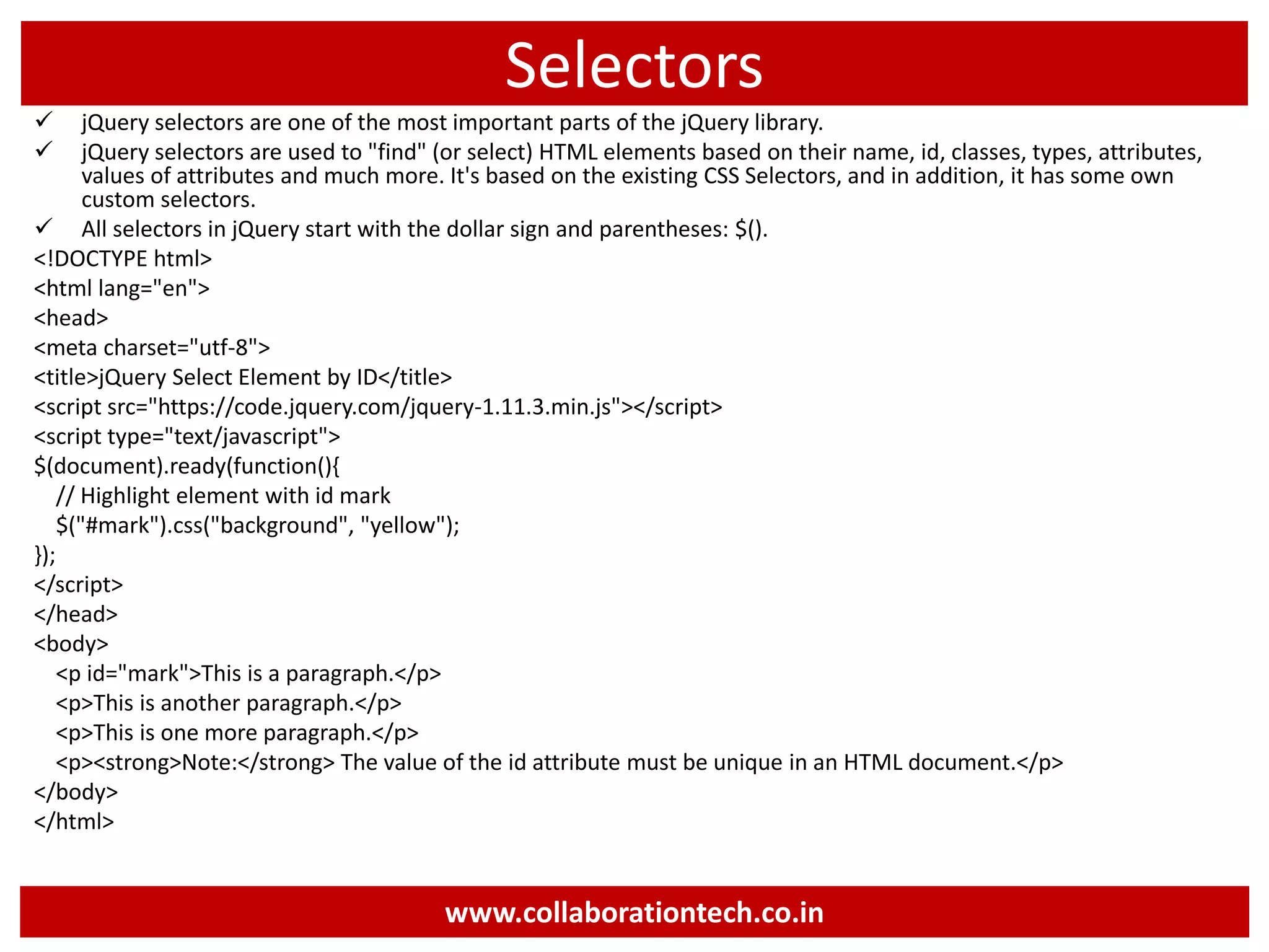 Introduction to jQuery | PPTX
