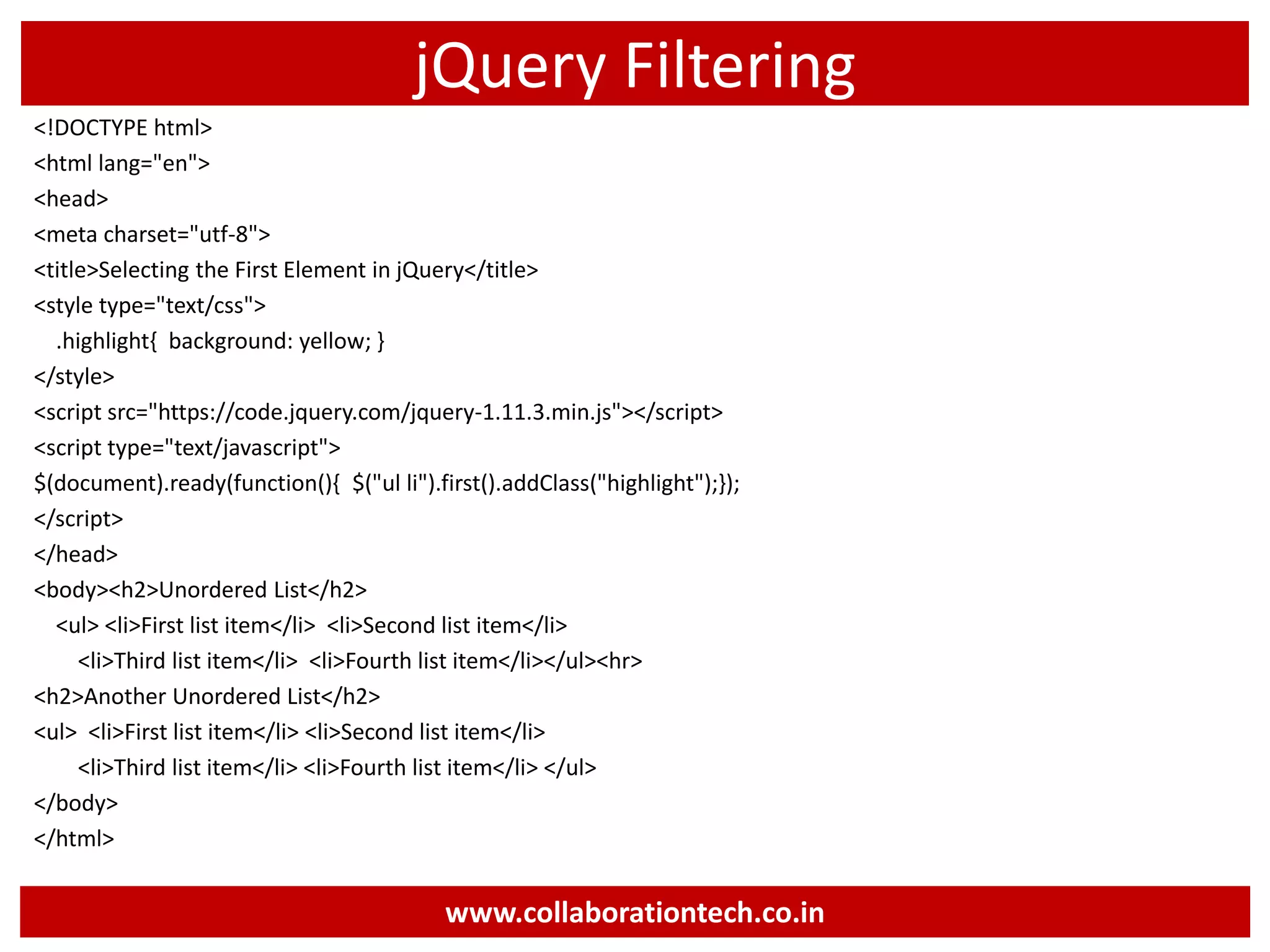 Introduction to jQuery | PPTX