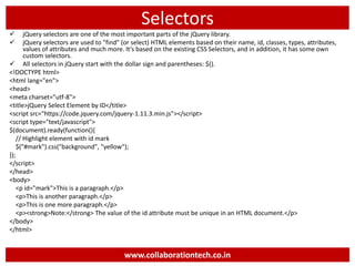 Introduction to jQuery | PPTX