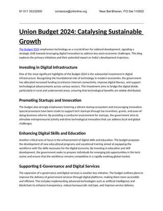 Union Budget 2024: Catalysing Sustainable Growth | PDF