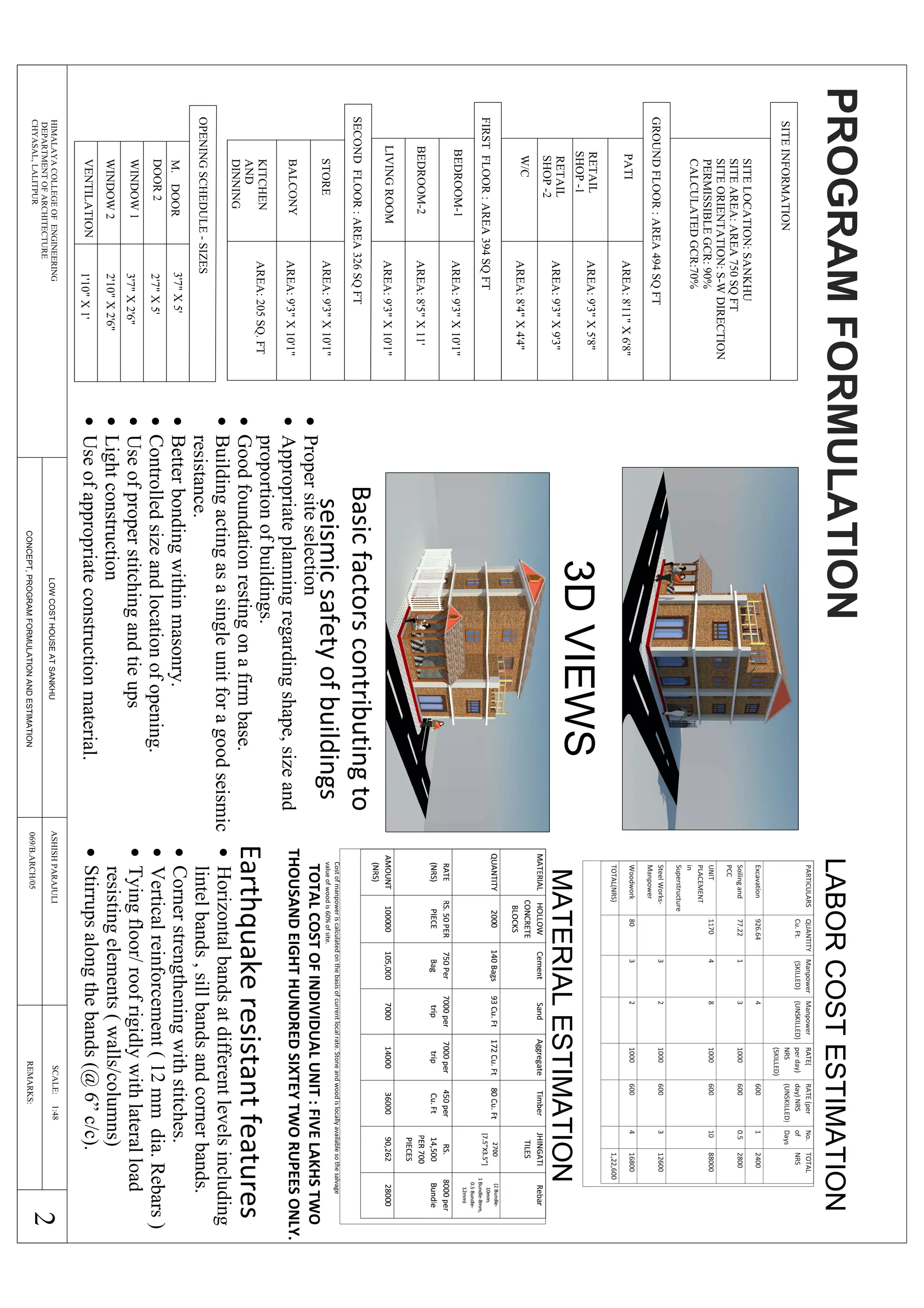 Low Cost Housing - Presentation Sheet | PDF