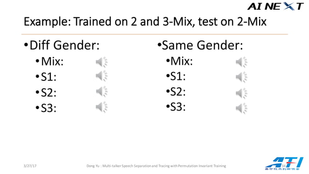 Multi-talker Speech Separation and Tracing at AI NEXT Conference | PPT
