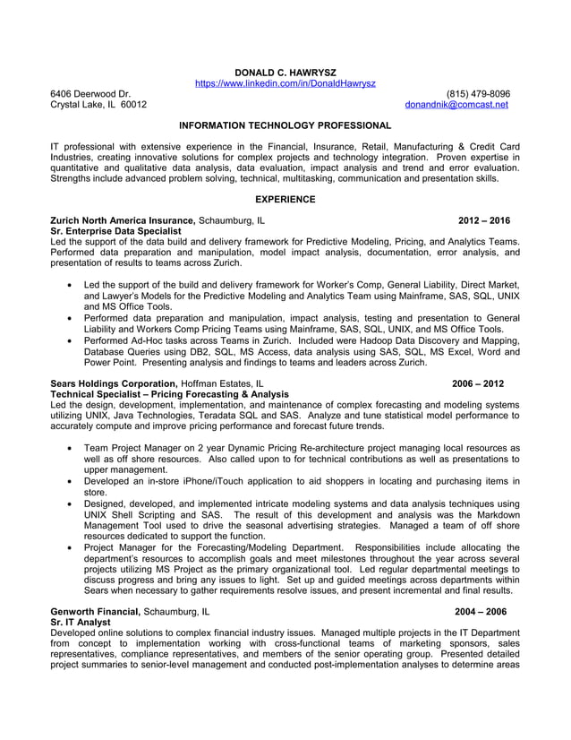 Don Hawrysz Resume | PDF